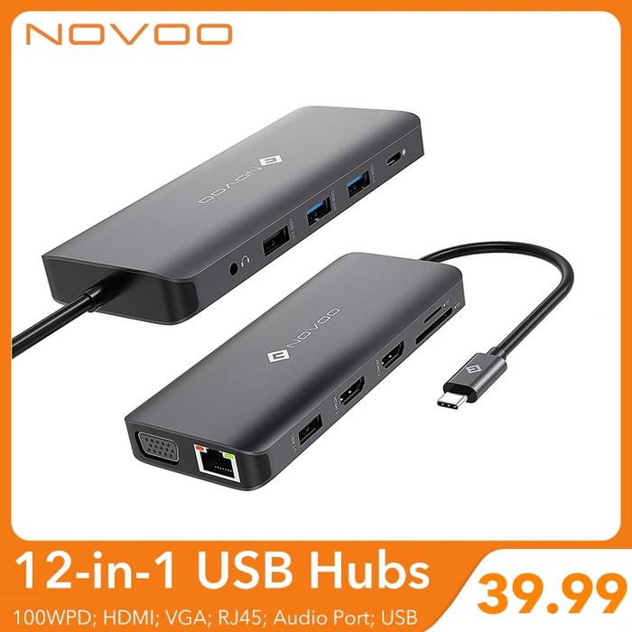 Jual Novoo Usb C 12-Ports Hub Usb Docking Station Type C Usb 3.0 ...