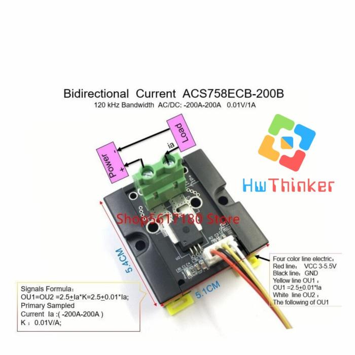 Jual Current Sensor Arus Dua Arah ACS758 200A 200 A ACS758ECB-200B AC ...
