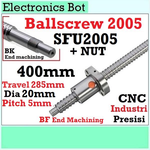 Jual [EBS] Ballscrew Ball screw SFU2005 2005 400mm End Machined + Nut ...