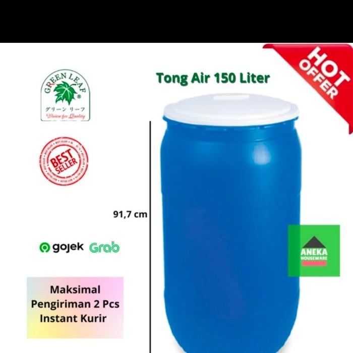 Jual Tong Air Biru + Tutup 60 90 120 150 Liter Green Leaf Tempat Sampah ...