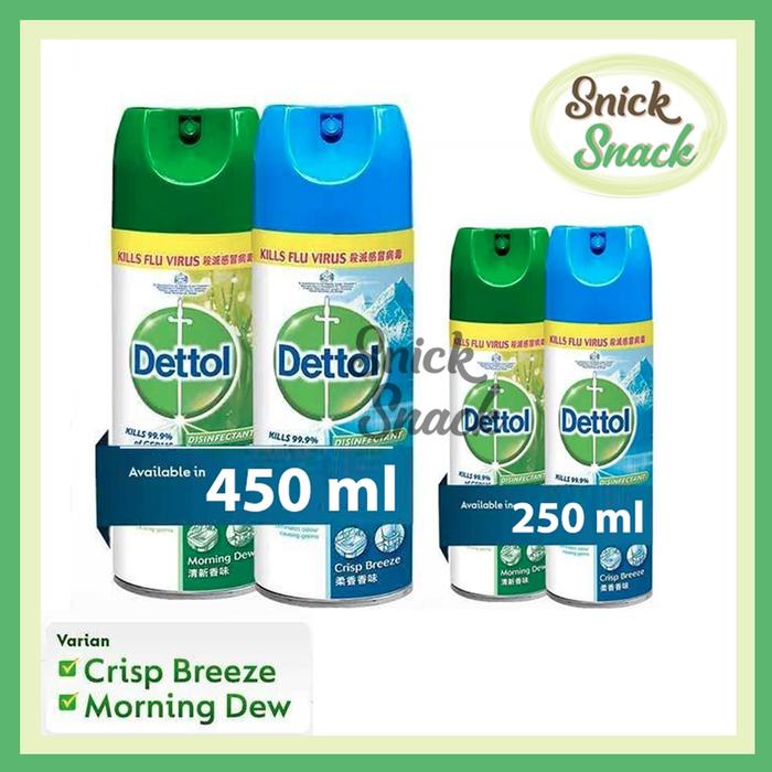 Jual Dettol Spray 450 ml Desinfektan Udara Morning Dew Dan Crisp Breeze ...