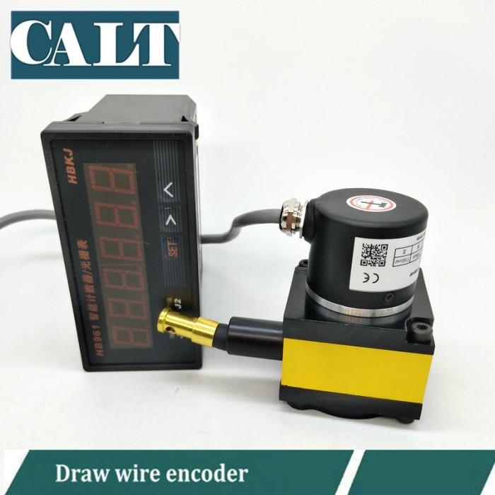 Jual CALT linear displacement sensor 500mm stroke range steel wire ...