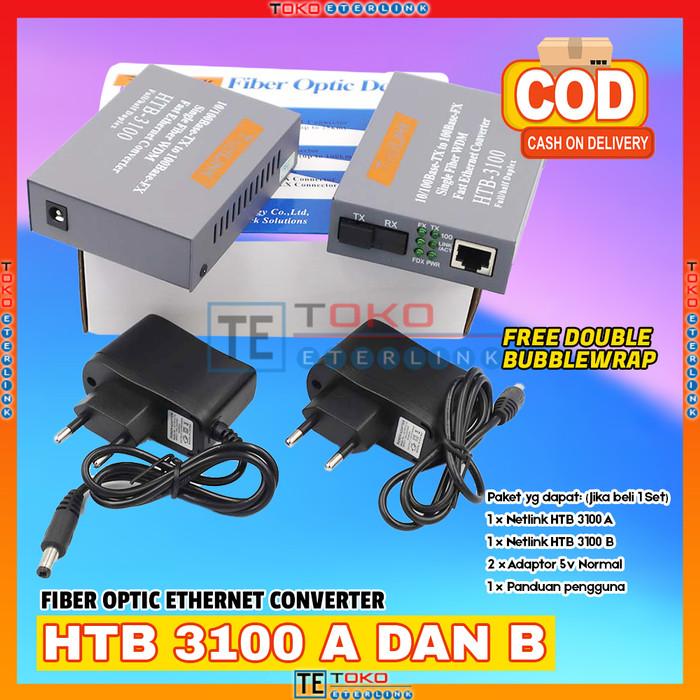 Jual HTB-3100 A+B Fiber Optical Media Converter RJ45 Netlink 1 Pasang ...