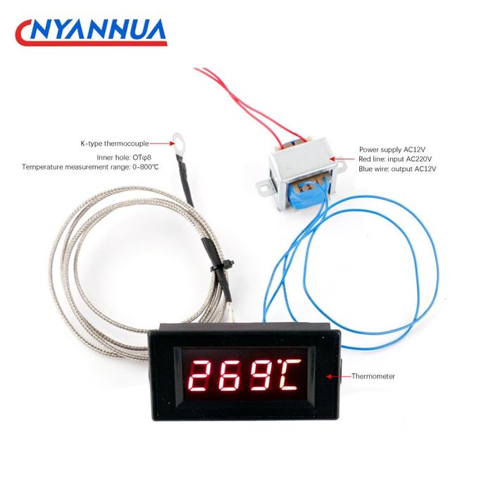 Jual AC220V Digital LED Thermometer K-type Thermocouple Digital - Kab ...