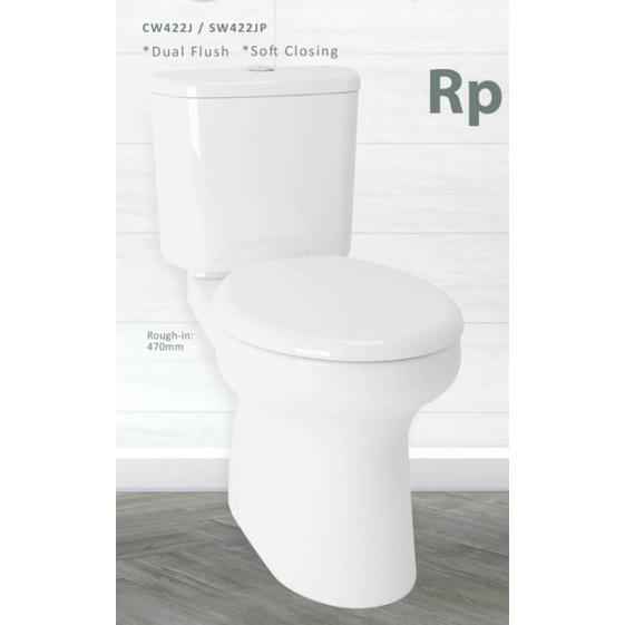 Jual TOTO CLOSET DUDUK CW422J + TUTUP ECOWASHER TC505S DUAL FLUSH ...