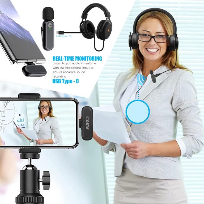 Jual Costa True Dual Tx Wireless Mic Super Lavalier Clip On Phone Type ...
