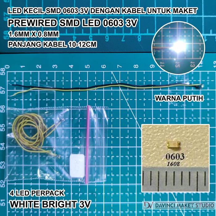 Jual Rangkaian Lampu LED Mini SMD 0603 Putih 3v Dengan Kabel untuk ...
