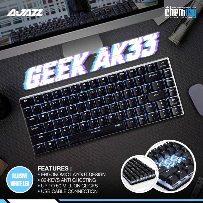 Jual Ajazz Geek White LED AK33 White LED Mechanical Gaming Keyboard ...
