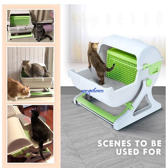 Jual Auto Cat Cleans Semi-Automatic Adjustable Cat Litter Box-Toilet ...