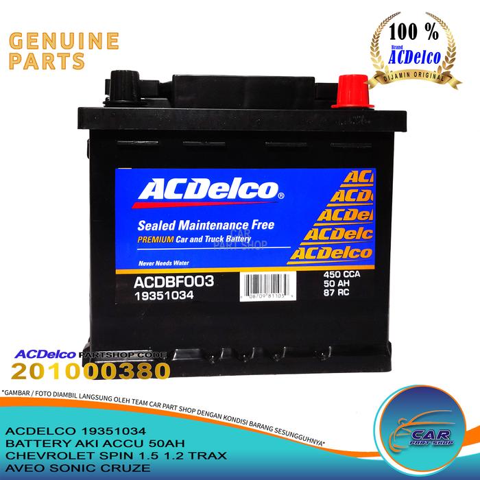 Jual BATTERY AKI ACCU CHEVROLET SPIN 1.5 1.2 TRAX AVEO SONIC CRUZE 50AH ...