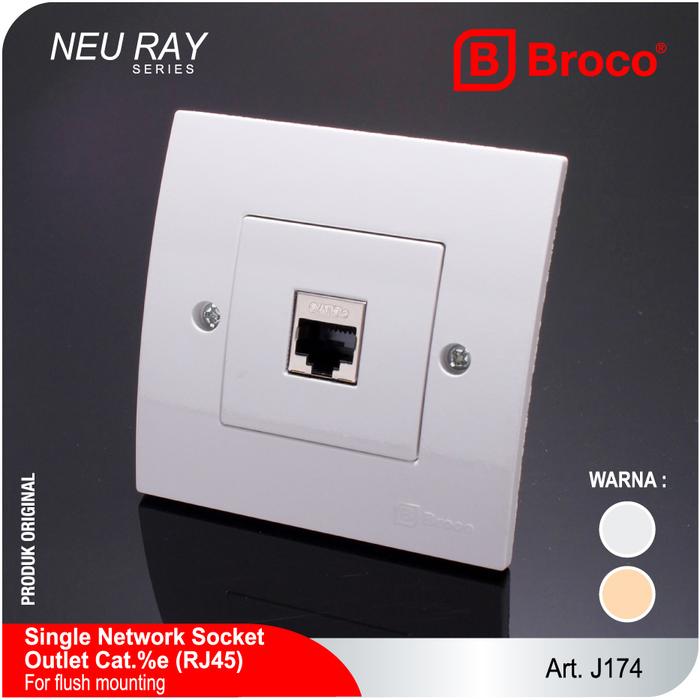 Jual BROCO Stop Kontak Data LAN RJ45 Internet, Single Network Socket ...