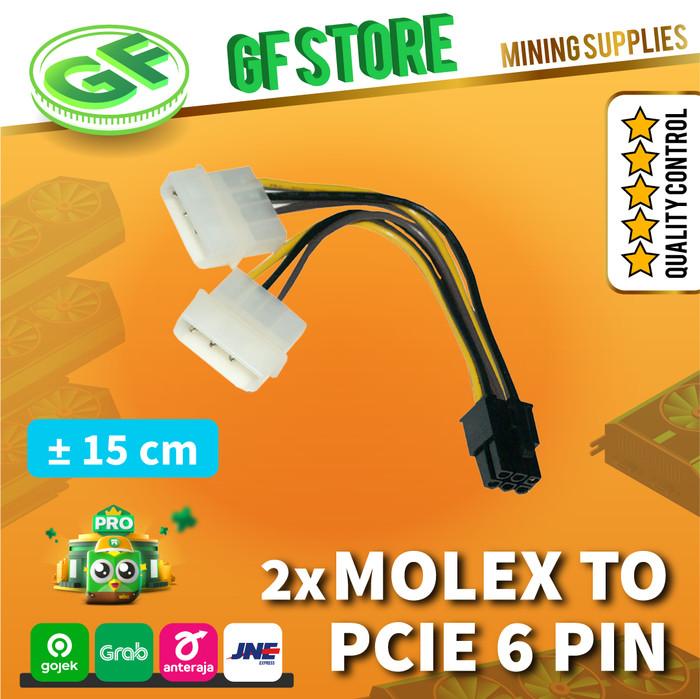 Promo Konektor Power 2x Molex Female to 1x PCIe 6 Pin Male⚡Molex ...