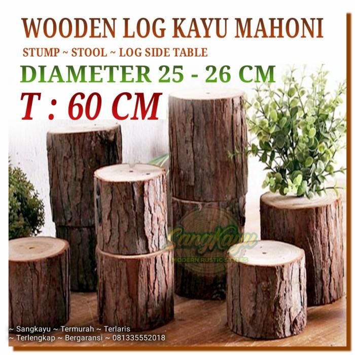 Jual Meja kayu bulat side table bedside table kursi log meja sudut ...