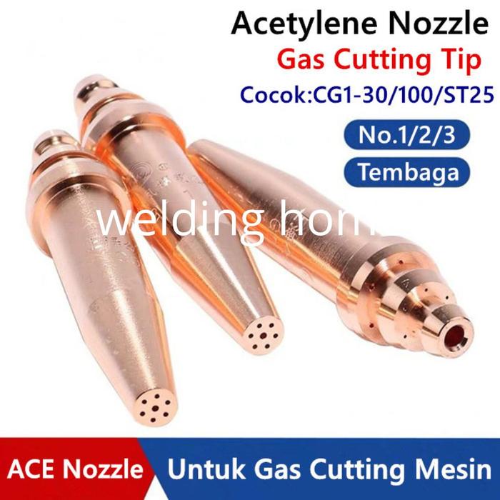 Jual Nozzle Gas Cutting Tip Acetylene G02 Mata Blender Mesin No.1 No.2 ...