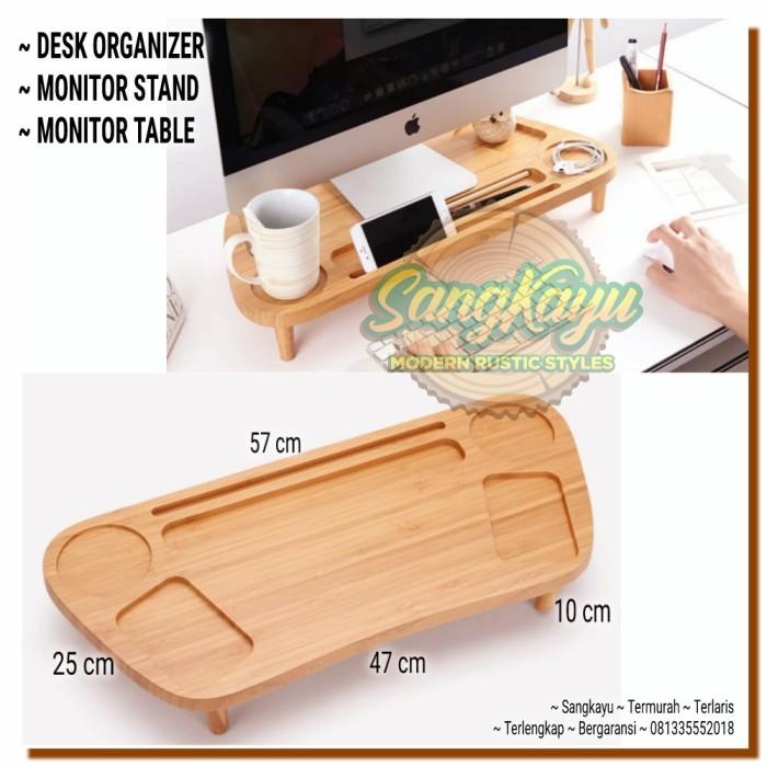 Jual Wooden desk organizer monitor stand meja monitor kayu meja laptop ...