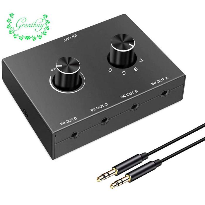 Jual High Quality 4 Port Audio Switch, 3.5mm Audio Switcher, Stereo AUX ...