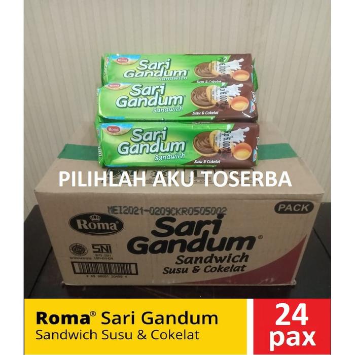 Jual Roma Sari Gandum Sandwich Susu & Cokelat 115 gr 1 Kardus isi 24 ...