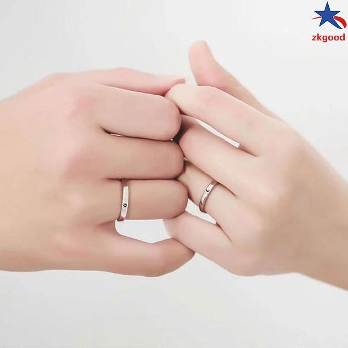Jual EK585 2 Pcs Promise Ring Set Sun and Moon Style Silver Plating ...