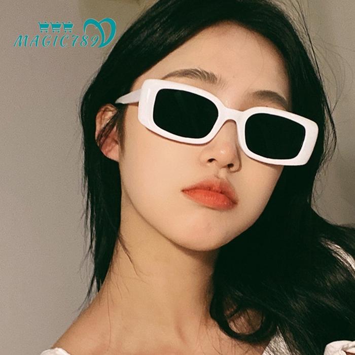 Jual Kacamata Hitam Wanita Frame Persegi Panjang Warna Putih UV400 ...