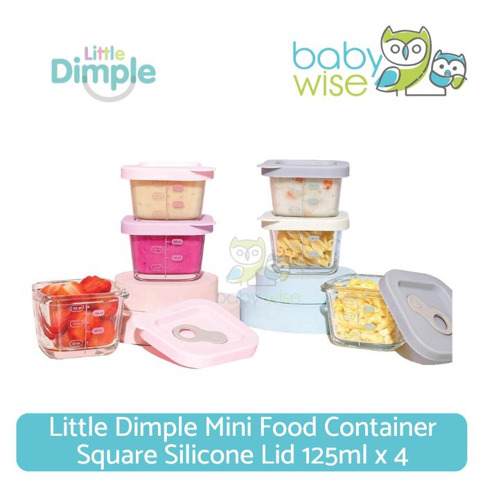 Jual Little Dimple Mini Food Container Square Silicone Lid 125ml x 4 ...