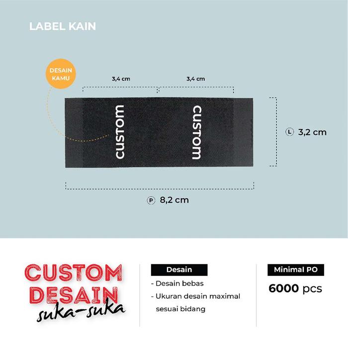 Promo Label Woven Kain Rajut Custom Design Nama Brand Logo Merek CST ...
