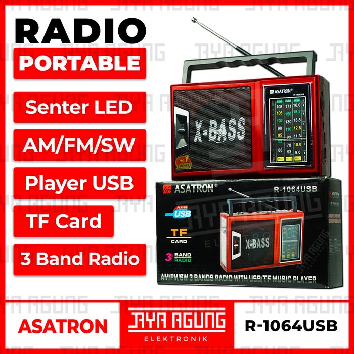 Promo Radio Speaker Portable X BASS FM AM USB MP3 Music ASATRON R 1064 ...