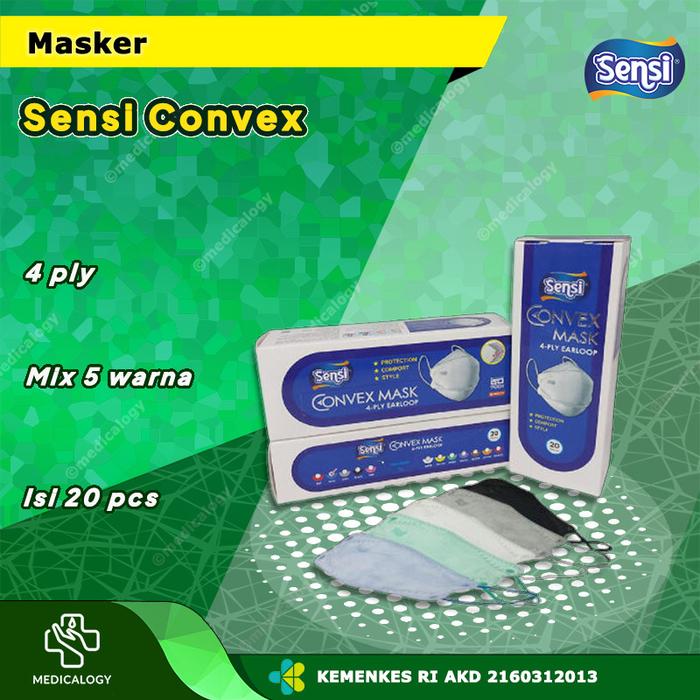 Jual Masker Convex Sensi Mix 5 Warna isi 20 Masker Anti Pengap Model ...