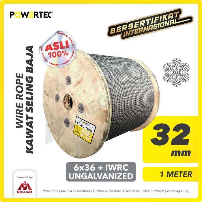 Promo Wire Rope / Kawat Seling Baja 6x36 IWRC 32mm Ungalv POWERTEC - 1 Meter - Jakarta Pusat ...
