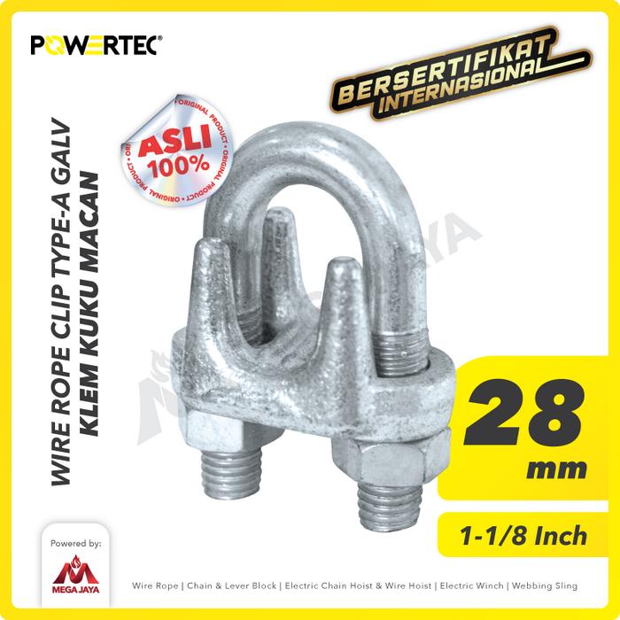 Promo Wire Rope Clip / Klem Seling Kuku Macan Galv 28mm POWERTEC ...