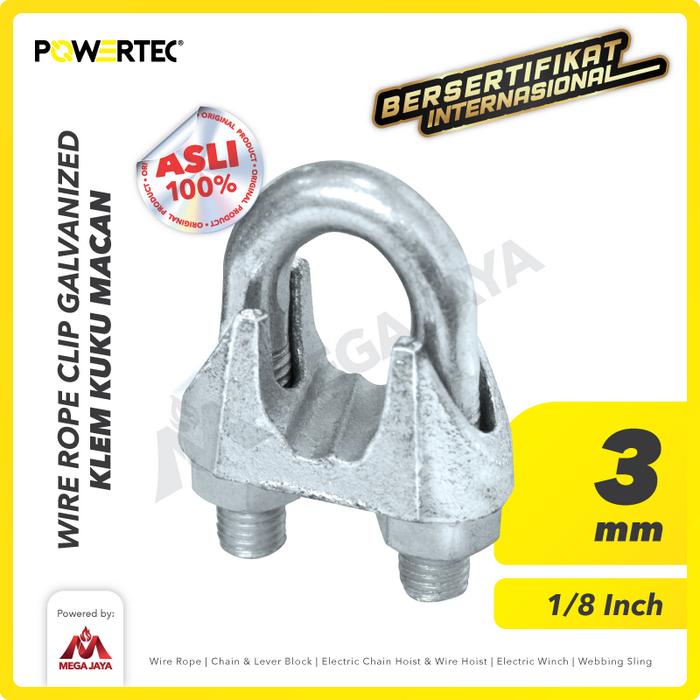 Jual Wire Rope Clip / Klem Seling Kuku Macan Galv 3mm - 1/8" POWERTEC ...