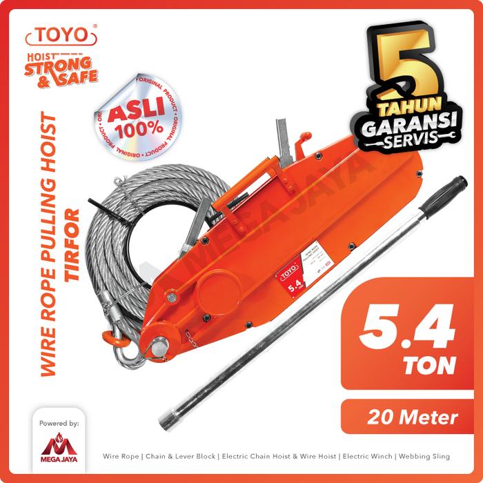 Promo Wire Rope Pulling Hoist / Tirfor TOYO 5.4 Ton x 20 Meter Cicil 0% ...