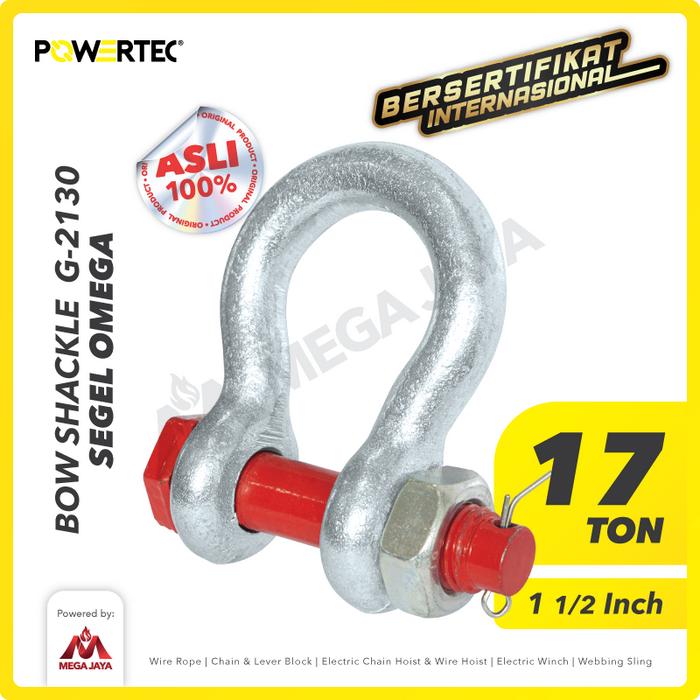 Promo Bow Shackle Omega G2130 17 Ton - 1-1/2" POWERTEC Segel Bolt Type Cicil 0% 3x - Jakarta ...