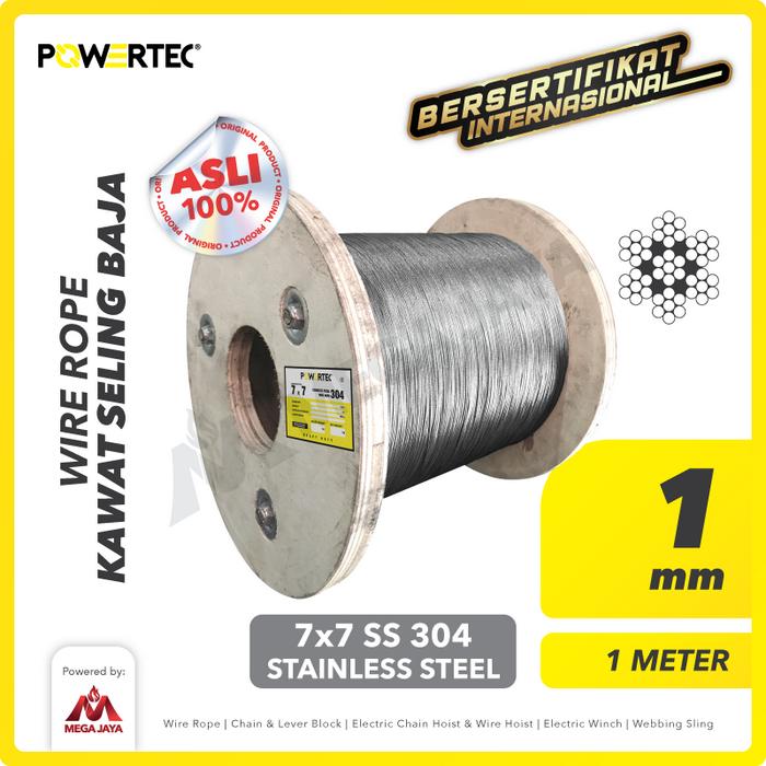 Promo Wire Rope / Kawat Seling Baja 7x7 SS 304 1mm POWERTEC - 1 Meter - Jakarta Pusat - megajaya ...