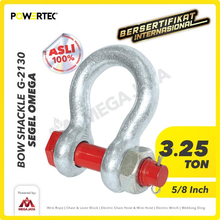 Jual Bow Shackle Omega G2130 3.25 Ton - 5/8" POWERTEC Segel Bolt Type ...