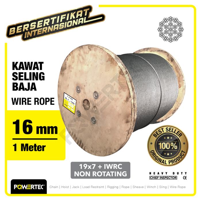 Promo Wire Rope / Kawat Seling Baja 19x7 IWRC 16mm NR POWERTEC - 1 Meter - Jakarta Pusat ...