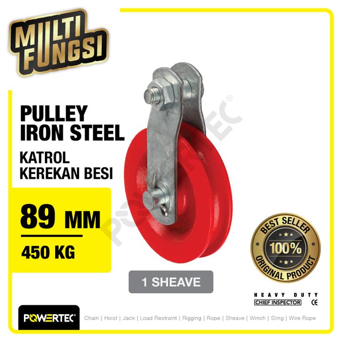 Promo Pulley Steel Iron Katrol Kerekan 89mm 3-1/2" - 1 Sheave Besi ...