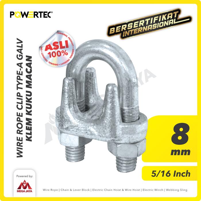 Jual Wire Rope Clip / Klem Seling Kuku Macan Galv 8mm POWERTEC Bulldog ...