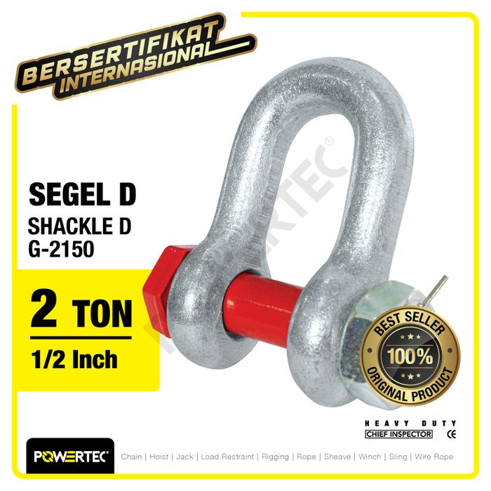 Jual Shackle D G2150 2 Ton - 1/2" Segel Dee Bolt Type POWERTEC - Jakarta Pusat - Powertec ...