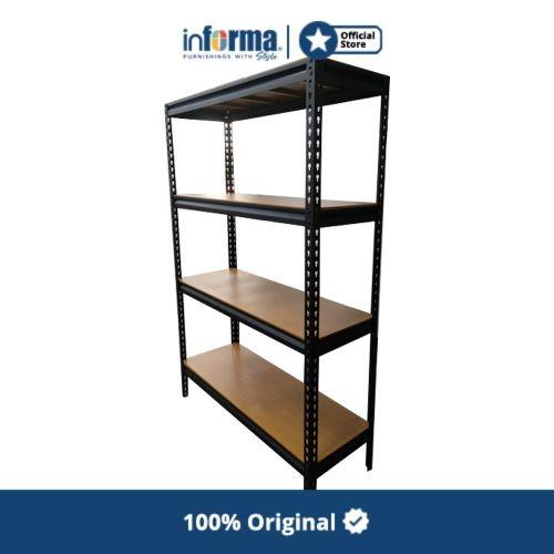 Jual INFORMA - RAK BESI - ISLEY 4 SHELVES RACKING WALNUT BLACK - Kota ...