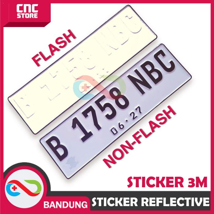 Jual STIKER STICKER PLAT NOMOR 3M BLACK REFLEKTIF NYALA PUTIH 20CM X ...