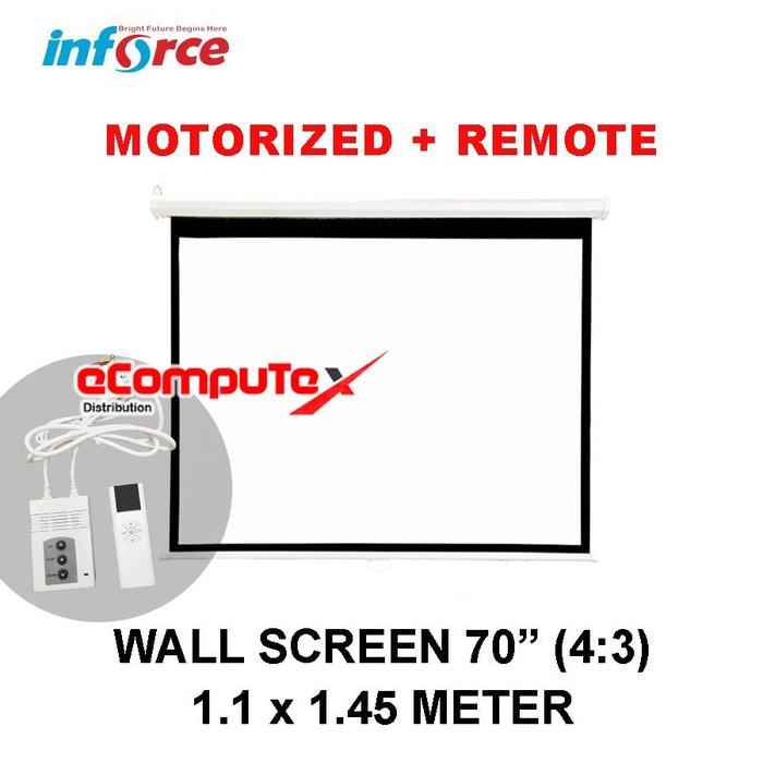 Jual WALL SCREEN / LAYAR PROYEKTOR INFORCE 70" INCH 4:3 MOTORIZED ...