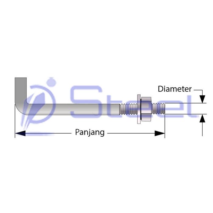 Jual Angkur Baja 5/8 x 60cm x 10cm | Anchor Bolt M16 (incld 2 Mur + 2 ...