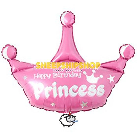 Jual BALON FOIL CROWN PINK HBD PRINCESS JUMBO Mahkota Happy Birthday ...