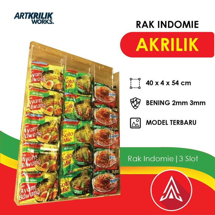 Jual Display Mie | Rak Indomie | akrilik Display Mie Kekininan 3 Slot ...