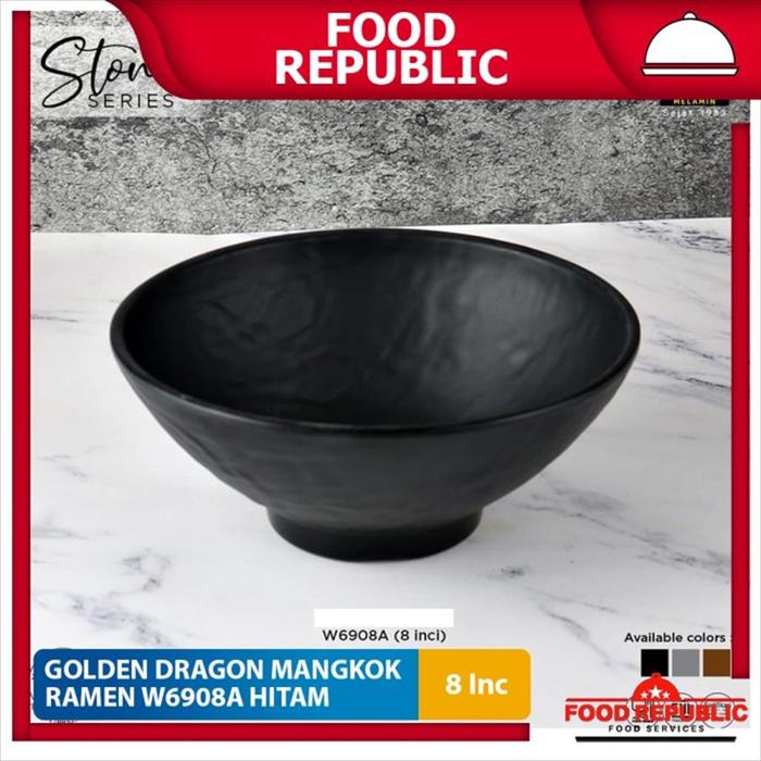 Jual Golden Dragon Mangkok Ramen 8" Bowl Melamine Stone Series W6908A ...