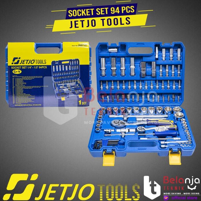 Promo Jetjo Kunci Sock Set 94 Pcs Socket Wrench 1/4 94pcs 1/2 Inch 6 PT ...