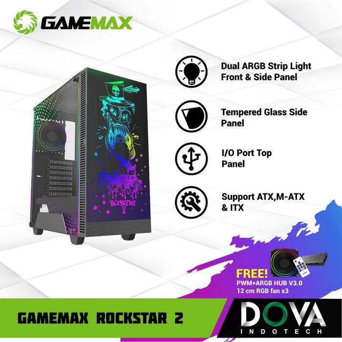 Jual Gamemax RockStar 2 Gaming PC Case with ARGB LED,PWM and Remote ...