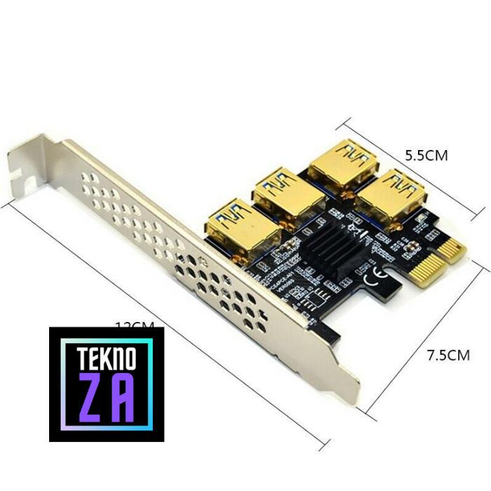 Jual MINING PCIE Riser Splitter 1 to 4 Slot VER006S Black PCB Gold ...