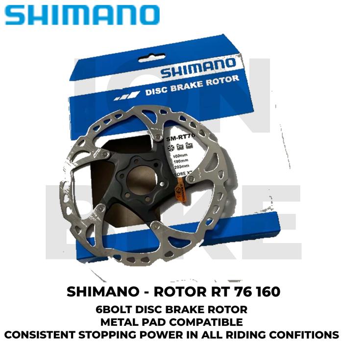 Jual Rotor Shimano RT76 160 mm 6 Inch 6 Bolt Original RT-76 160mm Murah ...