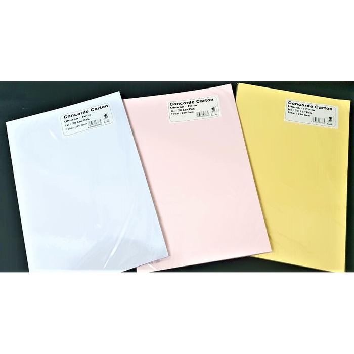 Jual KERTAS KARTON CONCORDE FOLIO F4 TEBAL 220 GSM GR WARNA ISI 20 ...